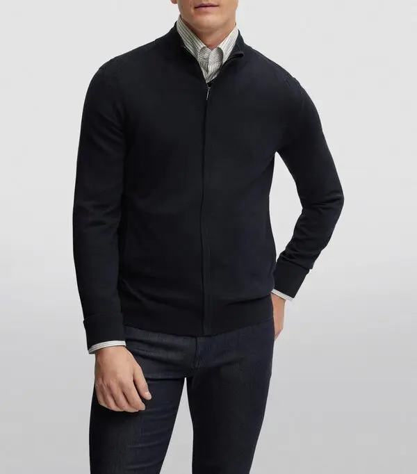 BOSS Wool-cashmere-silk Zip-up Cardigan