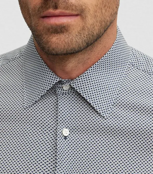BOSS Printed Slim-fit Shirt - Blue