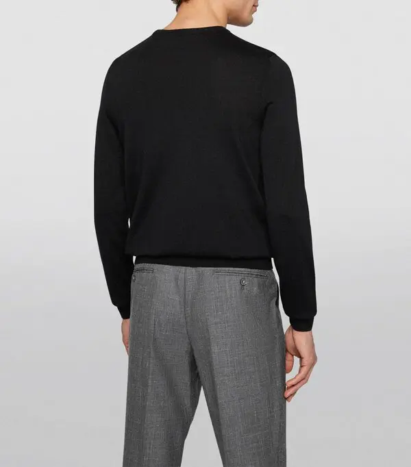 BOSS Virgin Wool Crew-neck Sweater - Black