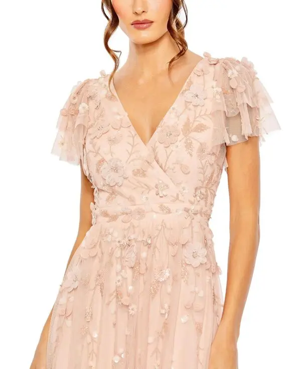 Mac Duggal Ruffle Tiered Embellished Gown - Blush