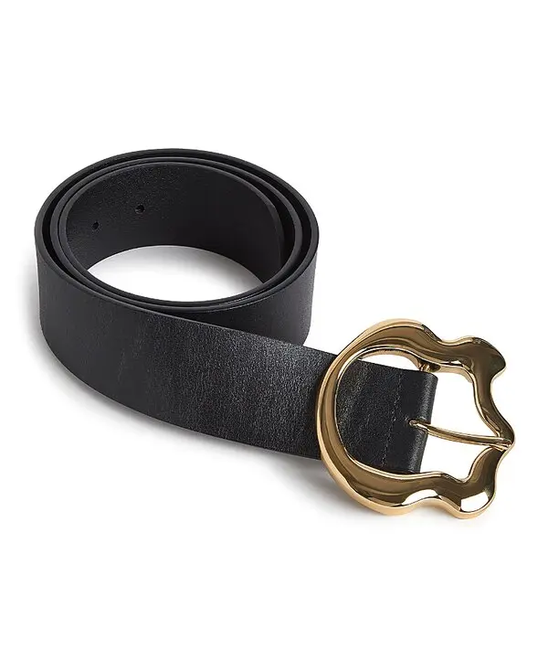 Cynthia Rowley Signature Buckle Leather Belt - Black
