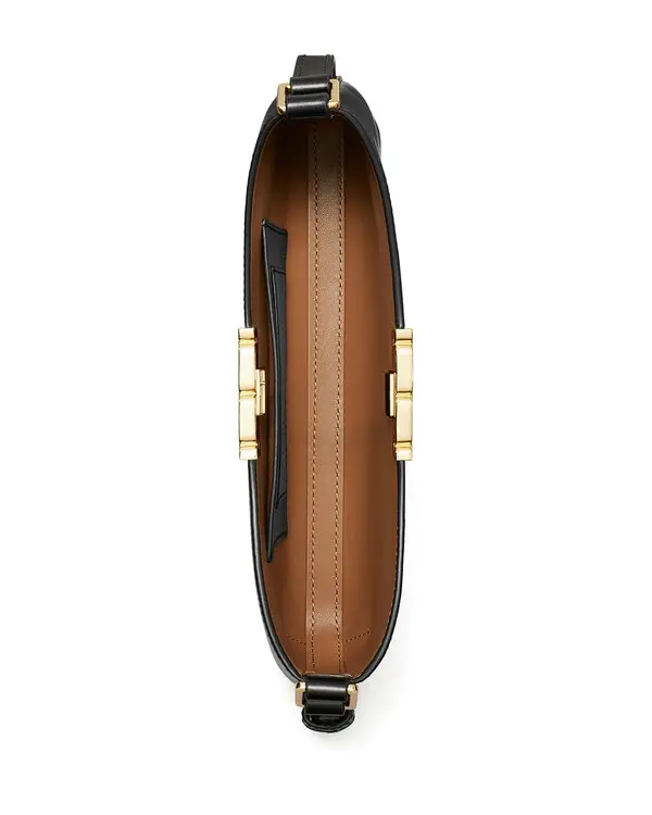 Tory Burch Eleanor Slim Leather Shoulder Bag - Black