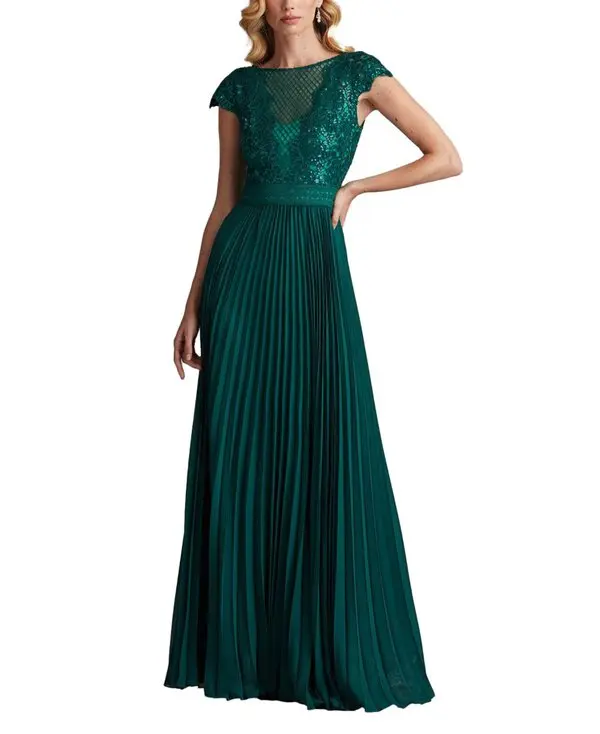 Tadashi Shoji Surette Sequin Embroidered Gown