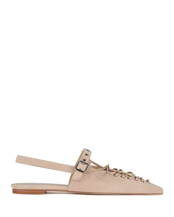 Jeffrey Campbell Geralt Tie Slingback Flats - Beige Suede
