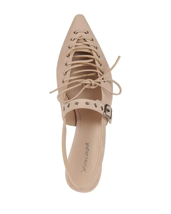 Jeffrey Campbell Geralt Tie Slingback Flats - Beige Suede