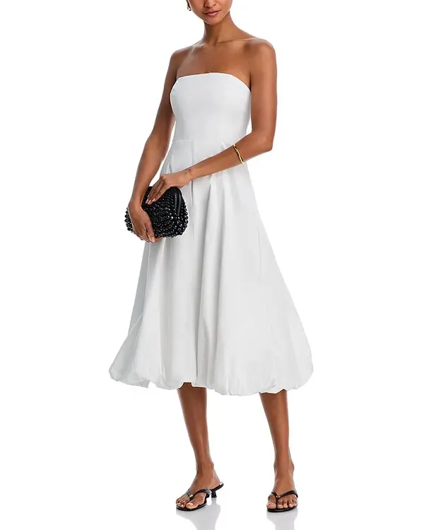 Aqua Strapless Midi Bubble Dress - White