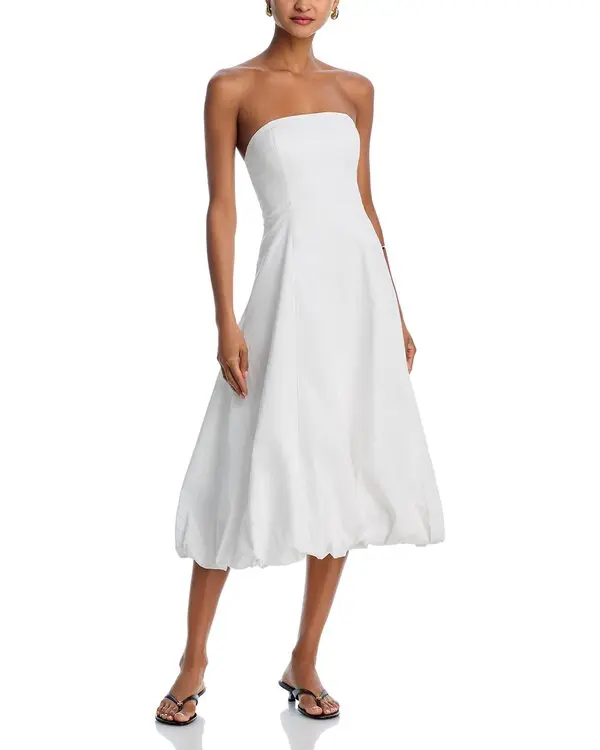 Aqua Strapless Midi Bubble Dress - White