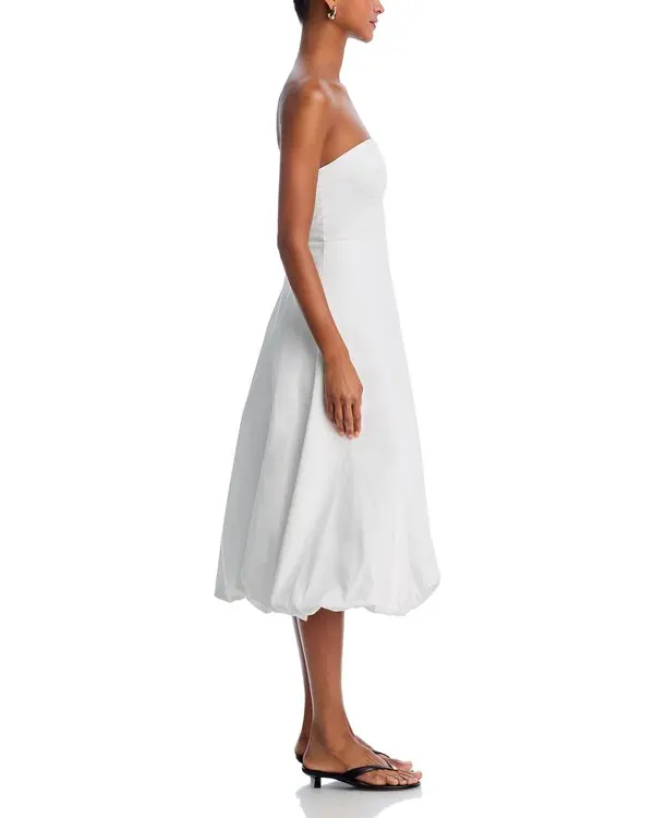 Aqua Strapless Midi Bubble Dress - White