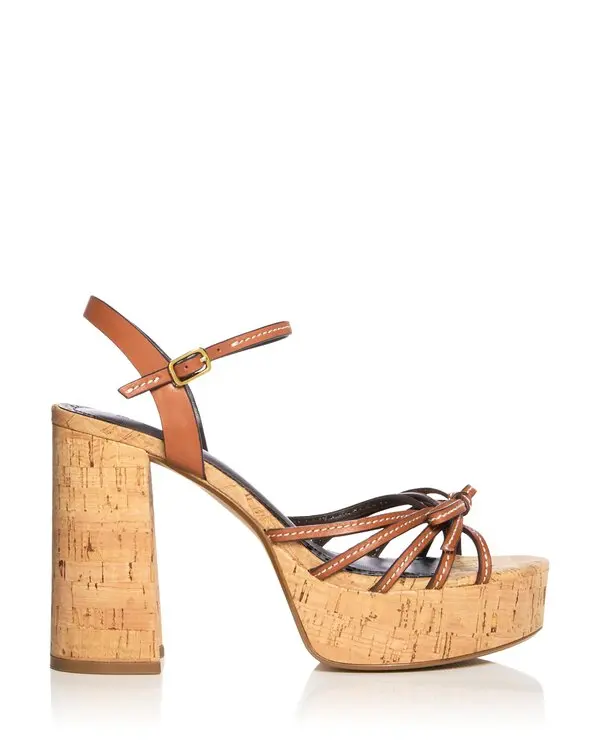 Aqua Geler Platform Sandals - Cognac Leather