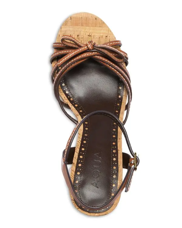 Aqua Geler Platform Sandals - Cognac Leather