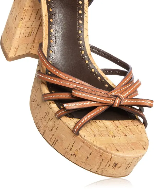 Aqua Geler Platform Sandals - Cognac Leather