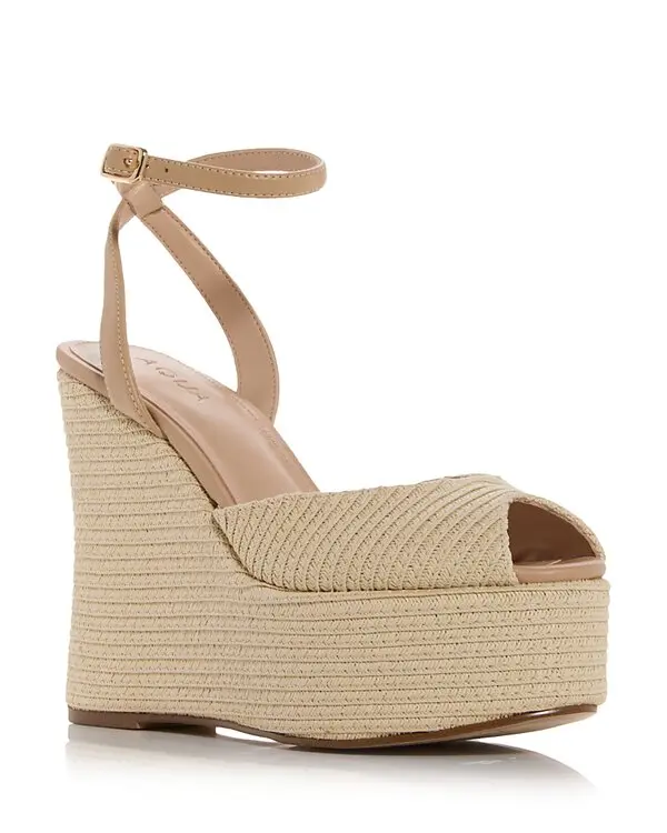 Aqua Gabry Platform Sandals Exclusive - Raffia