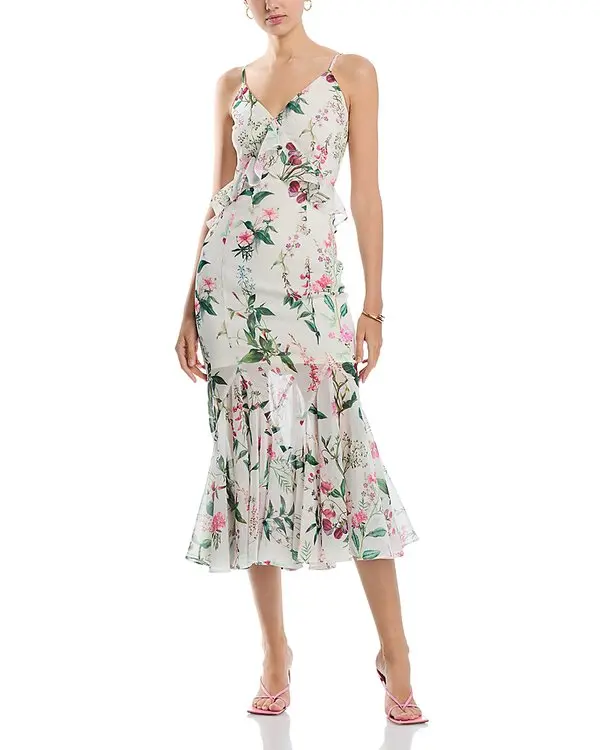 KOKO + MASON Ruffled Midi Dress - Ivory Floral