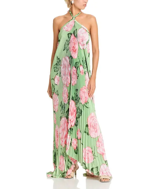 L'IDEE Deesse Halter Gown - Fleur Rose