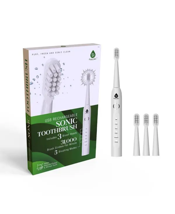 PURSONIC Usb Rechargeable Electric Toothbrush Advanced Cleaning For A Healthier Smile - White