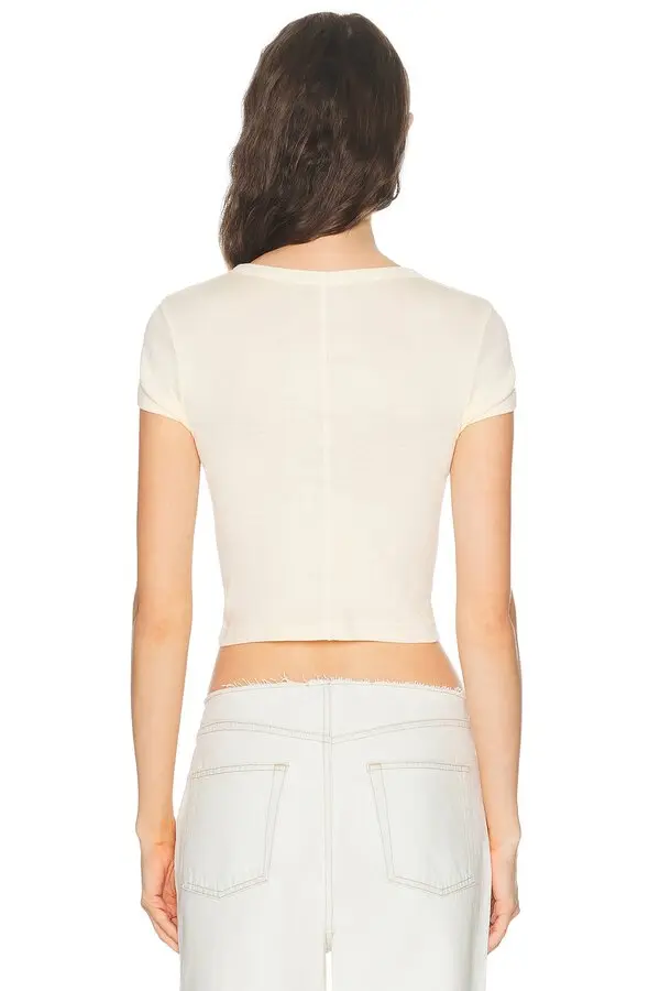 Enza Costa Supima Baby Rib Cropped Tee - Flan