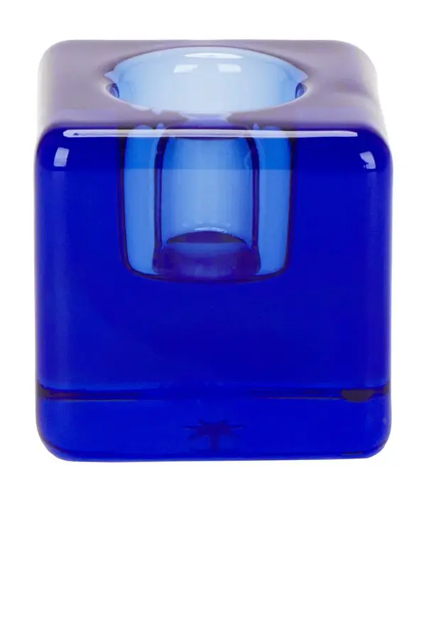 MAISON BALZAC Le Cube Single Candle Holder In Blue - Indigo