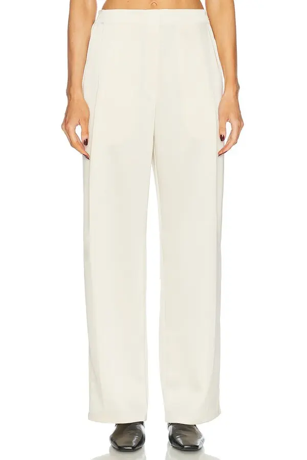 LESET Barb Pleated High Waist Pant - Creme