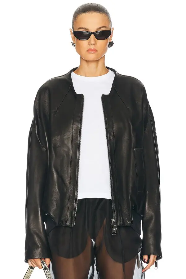 Khaite Hewit Leather Jacket - Black