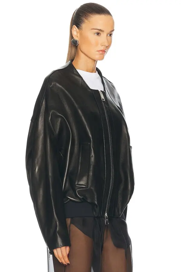 Khaite Hewit Leather Jacket - Black