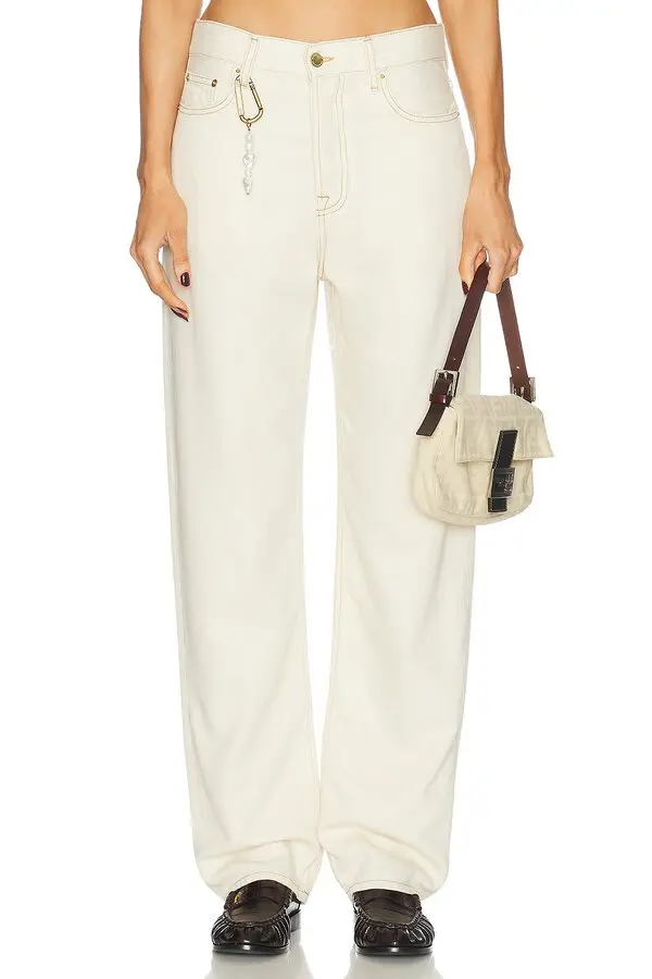 DARKPARK Gale Relaxed Straight Leg Jeans - Ecru