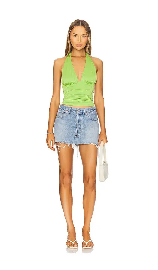 Good American Slinky Jersey Halterneck Top - Lime005