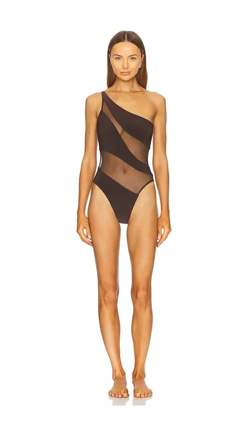 Norma Kamali Snake Mesh Mio One Piece - Chocolate Mesh