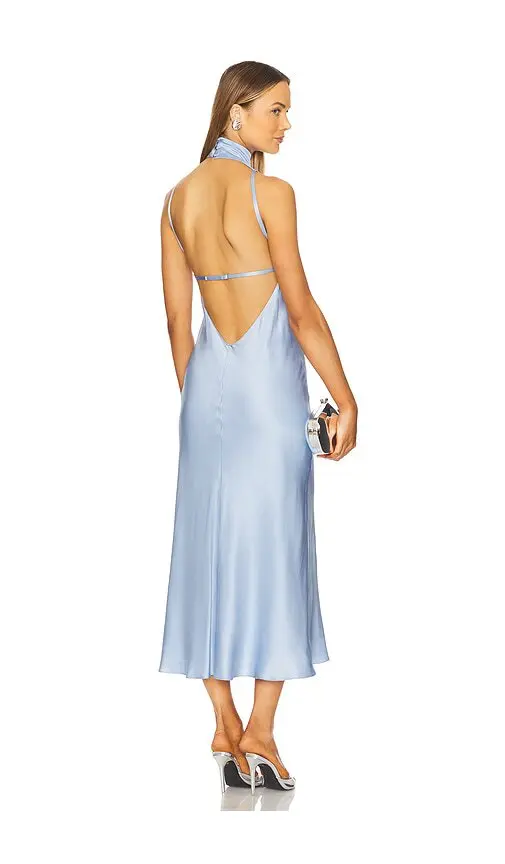 amanda uprichard blue silk dress Amanda Uprichard Ira Maxi Dress in Navy main image 1