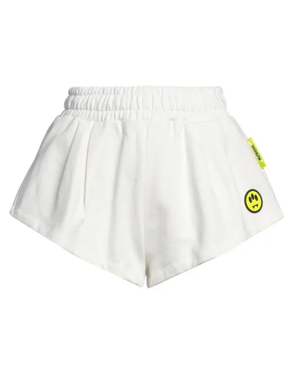 BARROW Cotton French Terry Shorts With High Waist And Drawstring - White