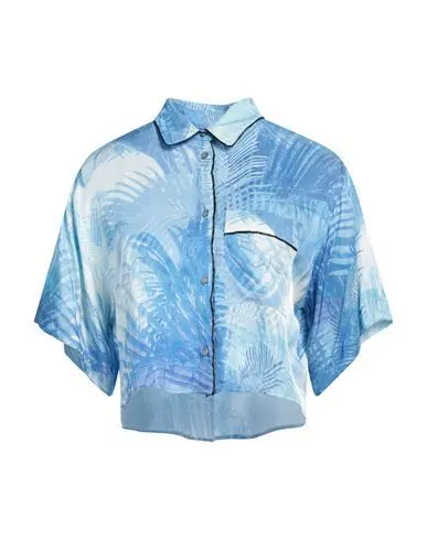 ICE PLAY Cropped Viscose Shirt With Floral Print And Piped Trims