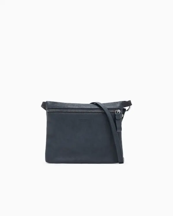Giorgio Armani Crossbody Bag In Pebbled Leather - Brown