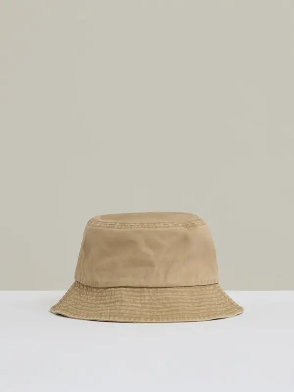 REISS Cyrus Cotton Bucket Hat - Camel