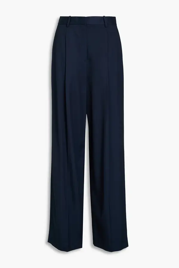 Theory Twill Wide-leg Pants - Navy