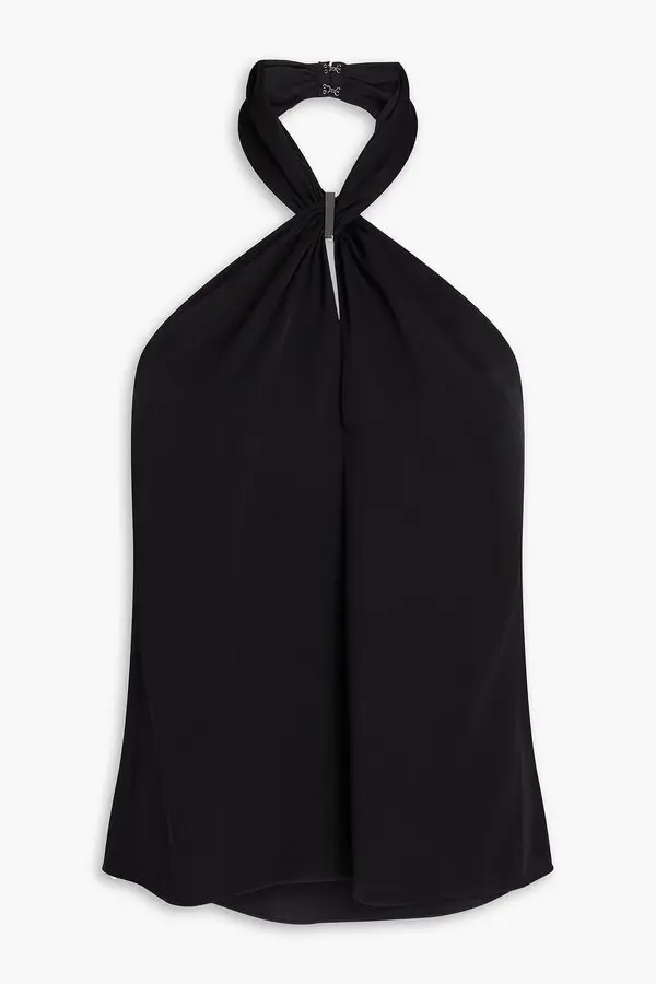 Theory Embellished Silk-satin Halterneck Top - Black
