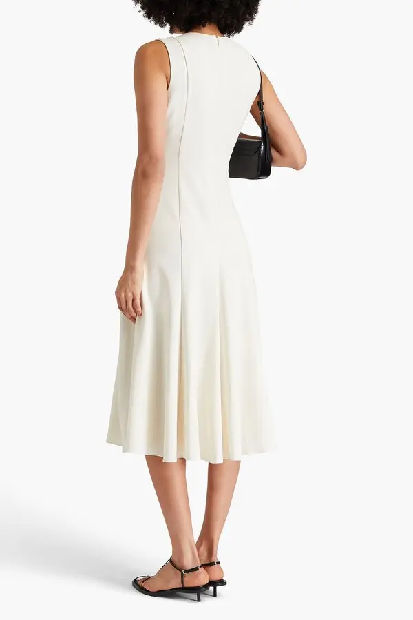 Theory Fluted Crepe Midi Dress - Ivory