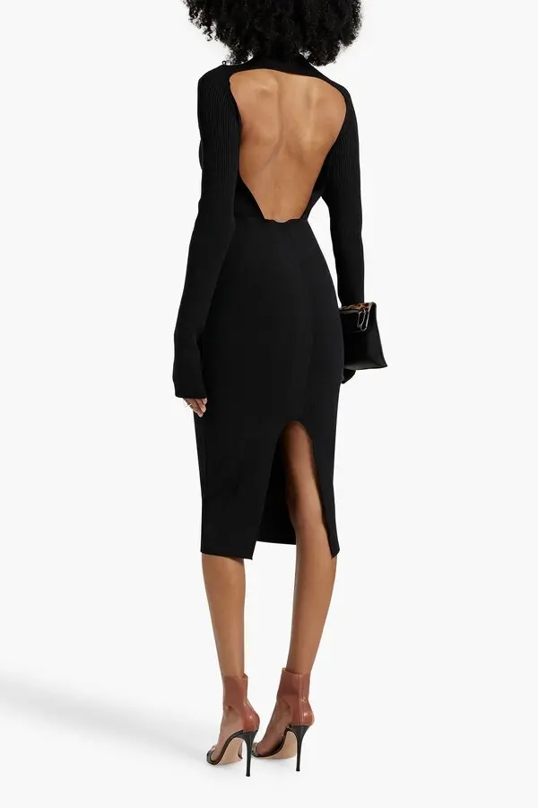 Rick Owens Column Cutout Stretch-knit Midi Dress - Black