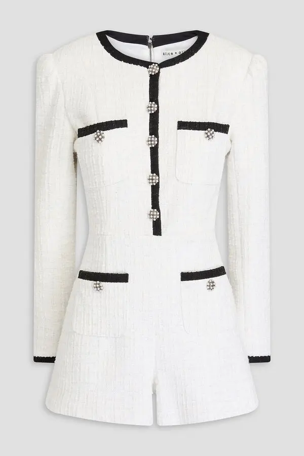 Alice + Olivia Tweed Playsuit - Off-white