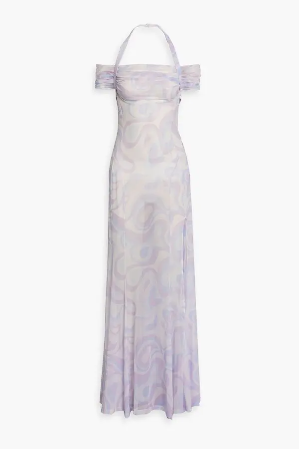 Jacquemus Cutout Printed Halterneck Maxi Dress - Lavender