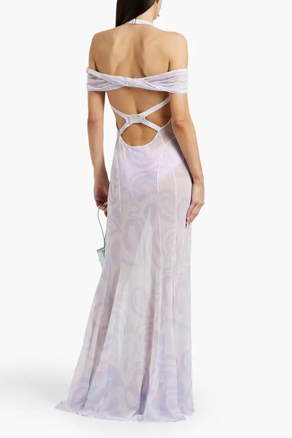 Jacquemus Cutout Printed Halterneck Maxi Dress