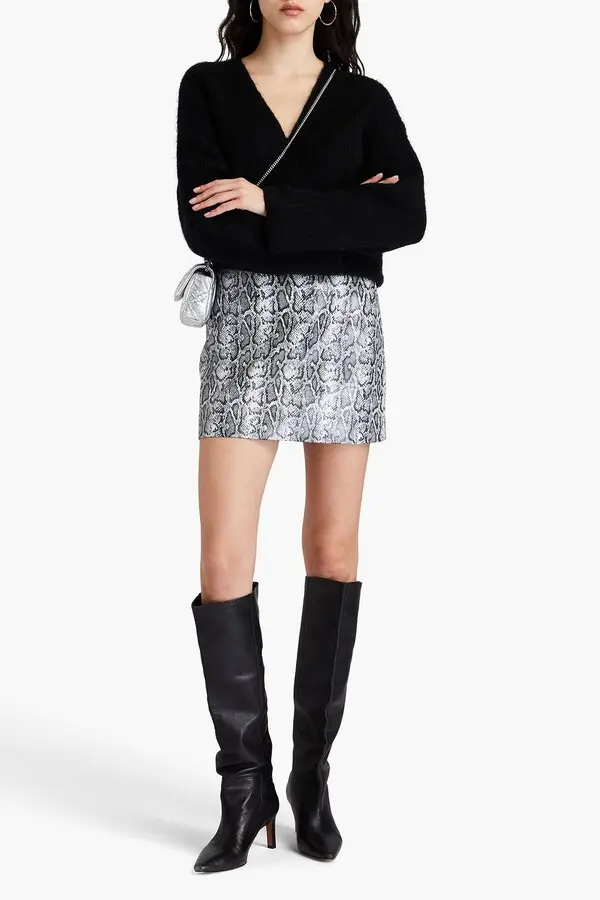 Alice + Olivia Snake-print Mini Skirt