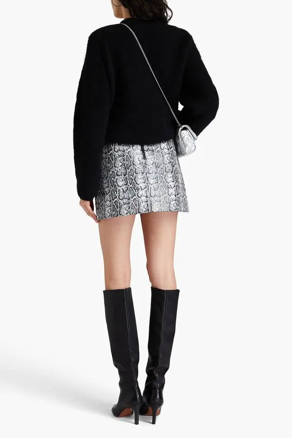 Alice + Olivia Snake-print Mini Skirt