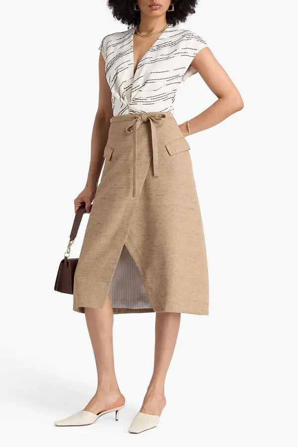 3.1 Phillip Lim Wrap-effect Tweed Midi Skirt - Neutral