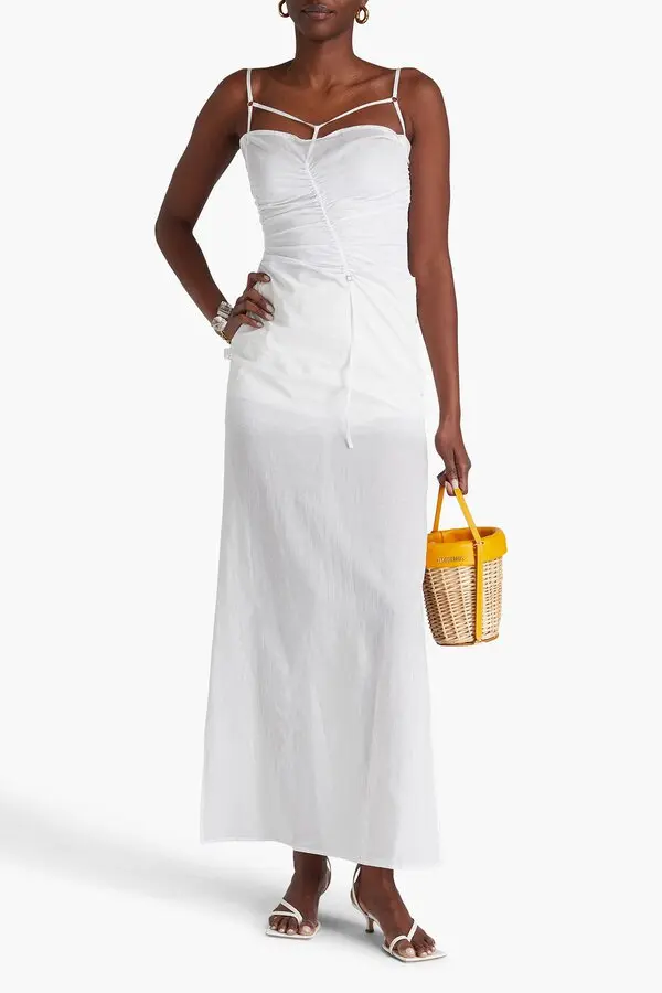 Jacquemus Ruched Cotton-gauze Maxi Dress