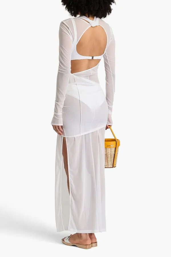 Jacquemus Piombone Draped Tulle Maxi Dress