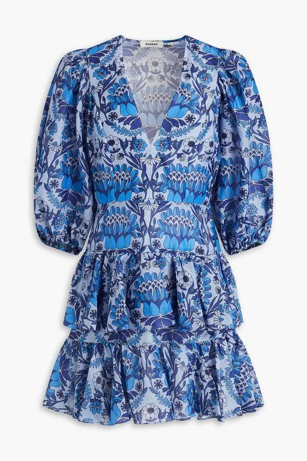 Sandro Tiered Printed Mini Dress