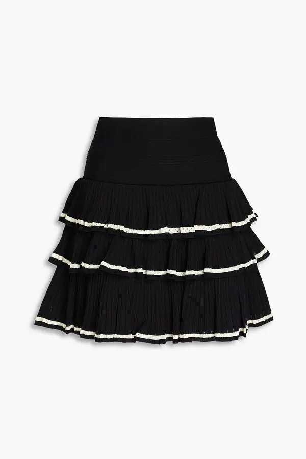 Sandro Tiered Ribbed-knit Mini Skirt