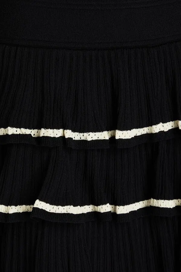 Sandro Tiered Ribbed-knit Mini Skirt