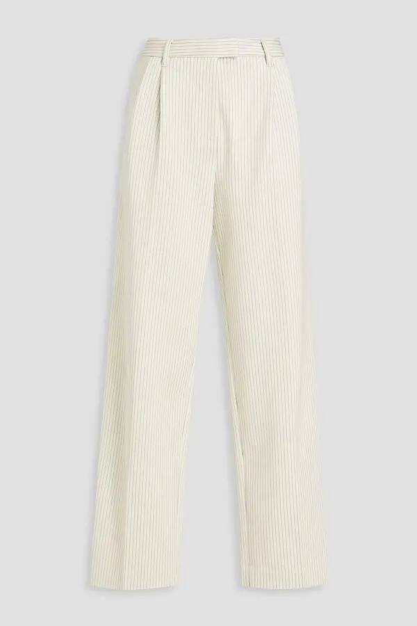 Rag & Bone Marianne Pinstriped Ponte Wide Leg Pants - Ivory
