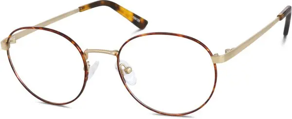 Zenni Round Full Rim Metal Frame Glasses - Tortoiseshell