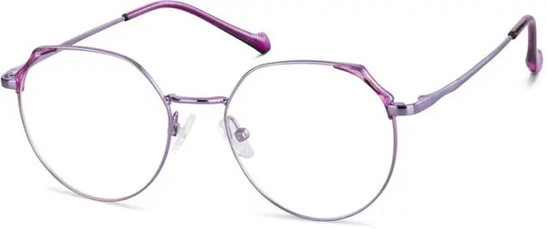 Zenni Round Eyeglasses Metal Full Rim Frame - Purple